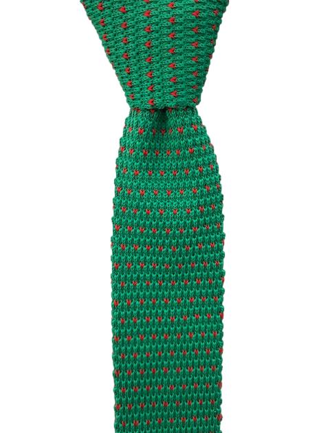 Kelly Green Knitted Tie with Red V Pattern – GentlemanJoe