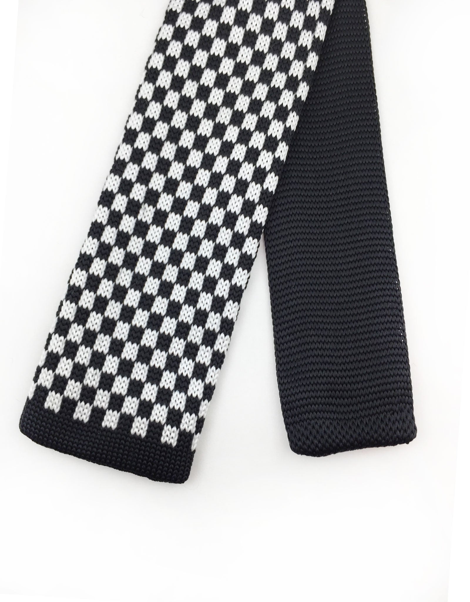 Black and White Checkered Narrow Knitted Tie – GentlemanJoe