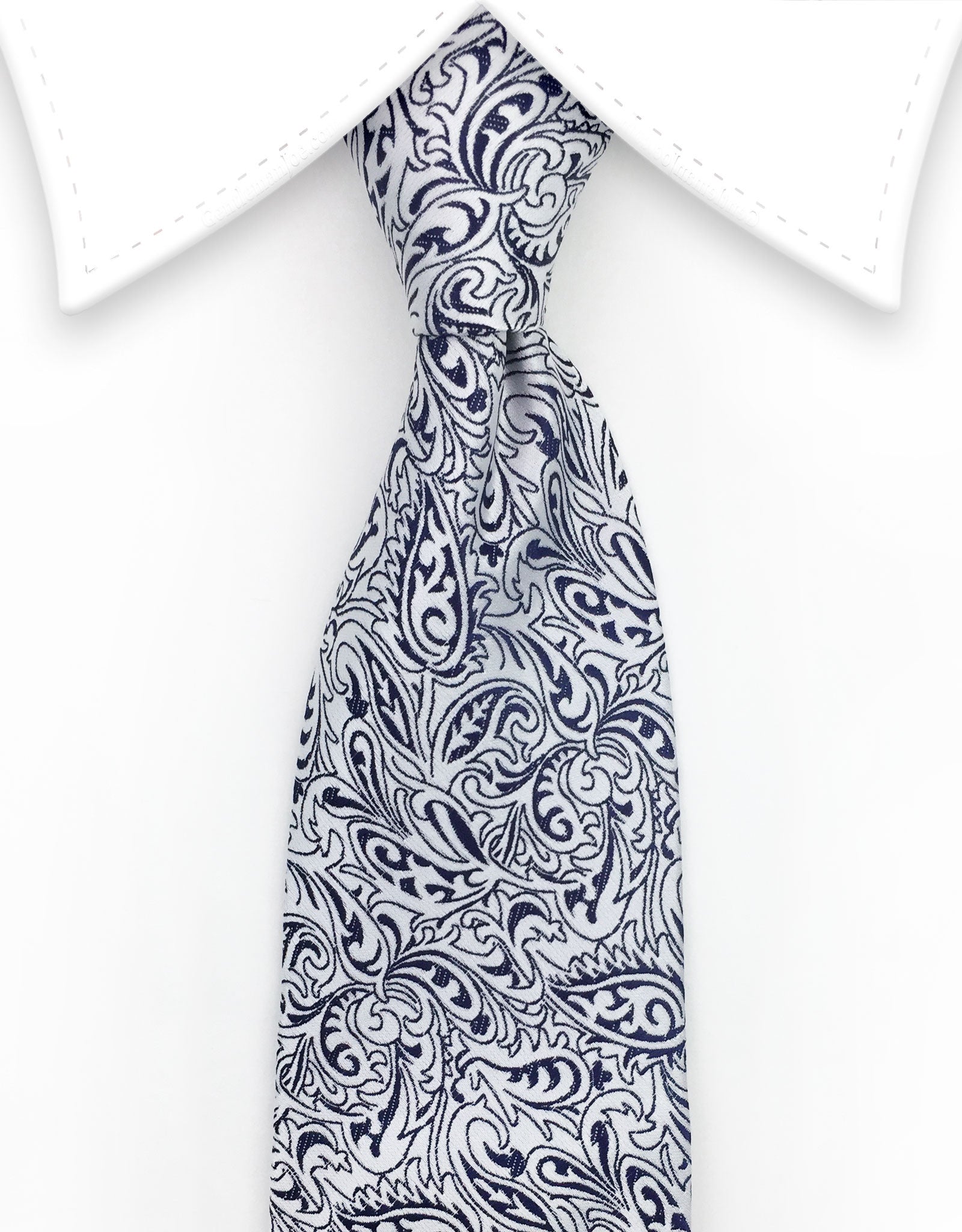 Light Silver and Navy Floral Necktie – GentlemanJoe