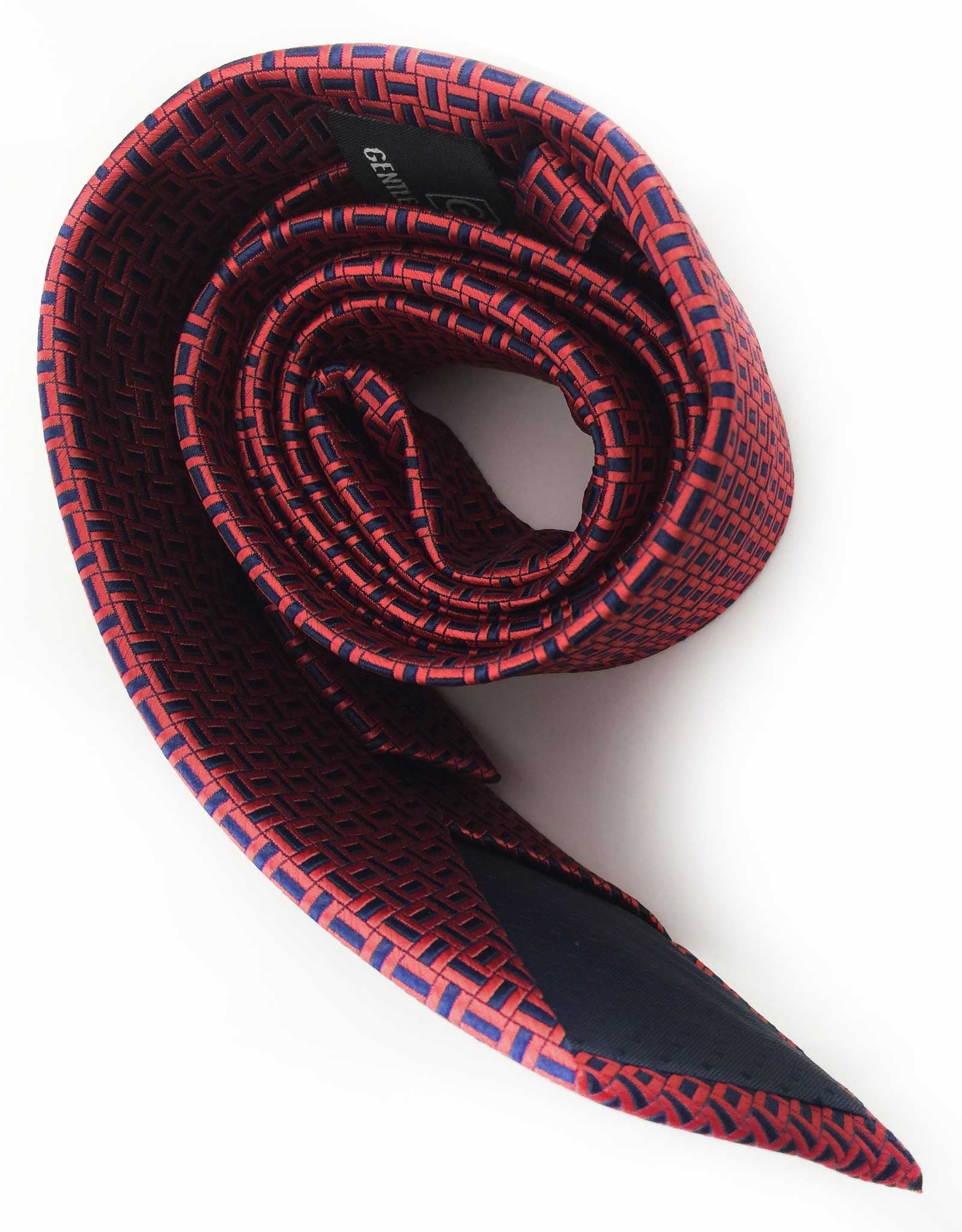 Red & Navy Blue Geometric Tie – GentlemanJoe