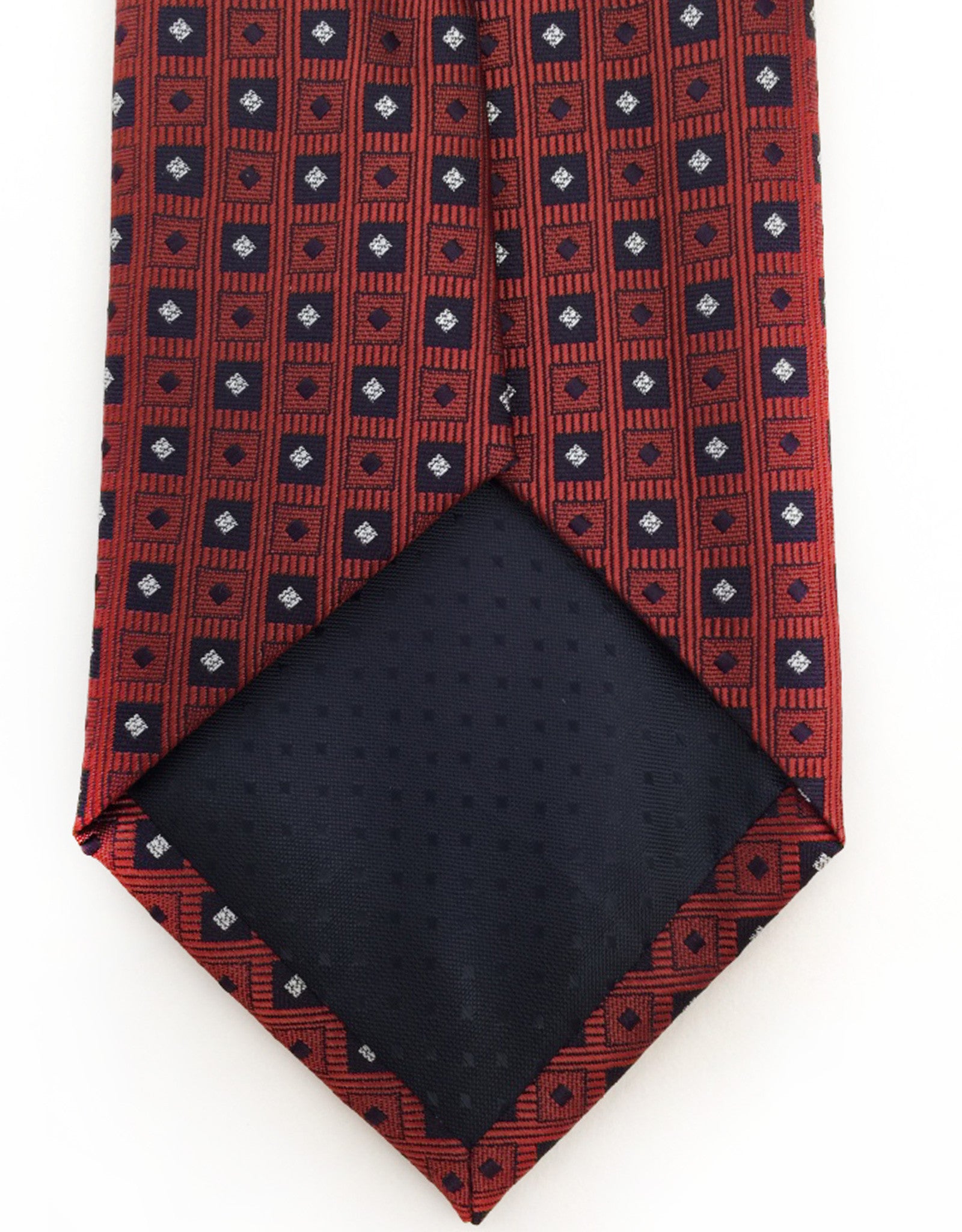 Burnt Red Tie with Squares & Diamonds – GentlemanJoe
