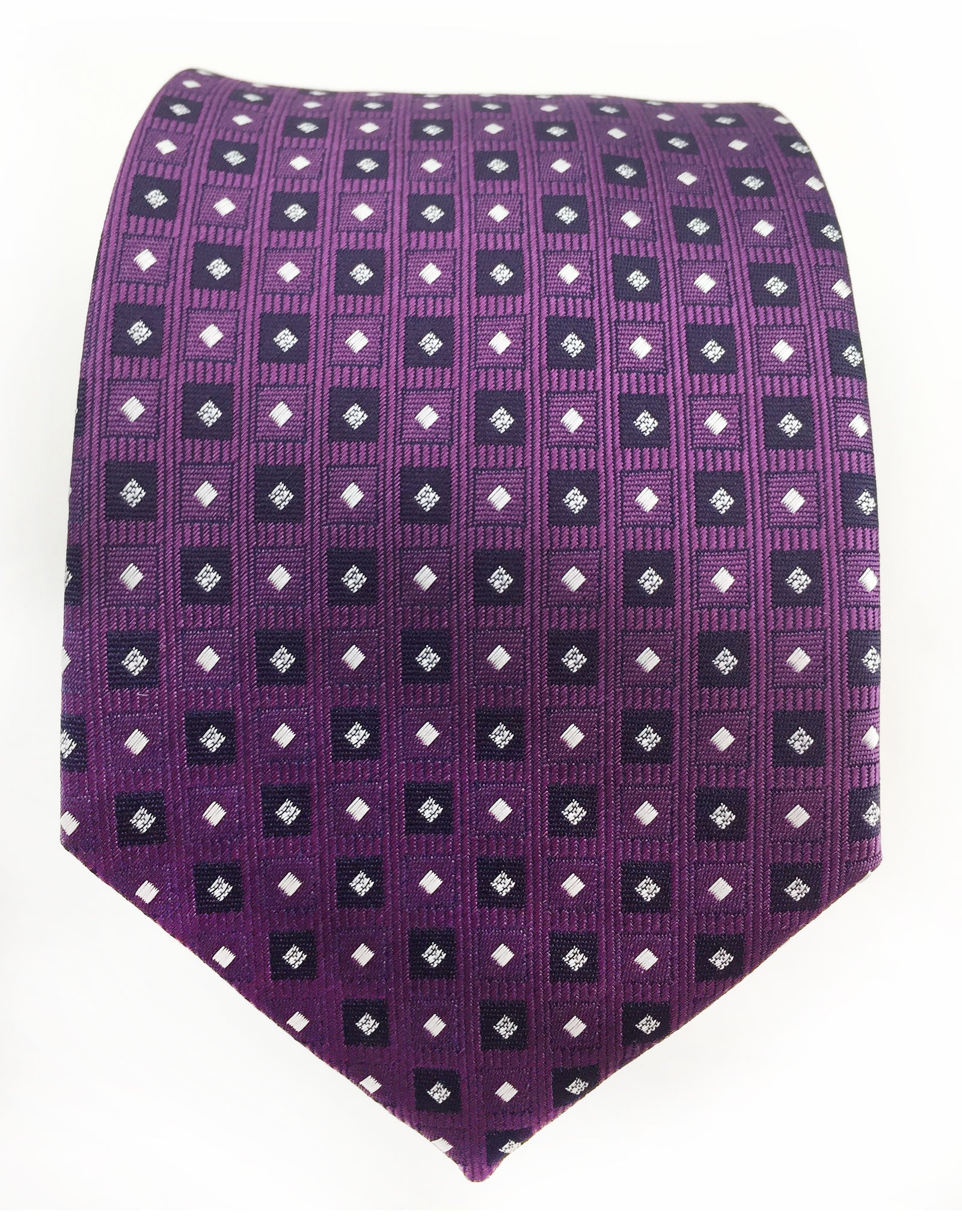 Grape Purple Tie with Squares and Diamonds – GentlemanJoe