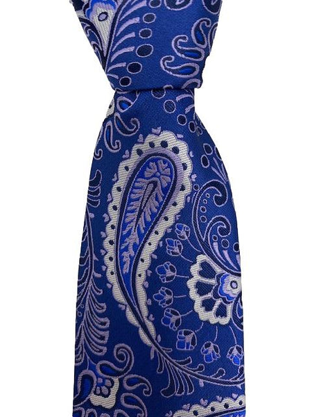 Light Royal Blue and Silver Paisley Tie – GentlemanJoe