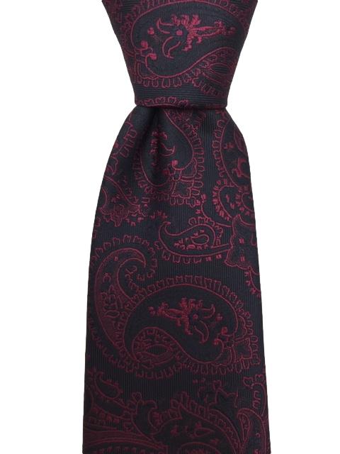 Midnight Blue Extra Long Tie with Raspberry Red Paisley Design ...