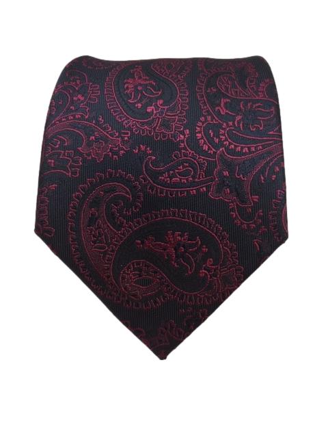 Midnight Blue Extra Long Tie with Raspberry Red Paisley Design ...