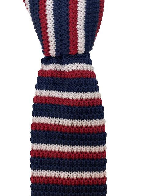 Red, White & Blue Pin Striped Knitted Tie – GentlemanJoe