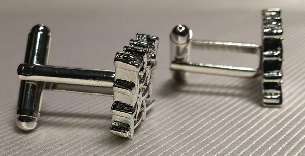 Pink Crystal Cufflinks in Silver Plated Crisscross Setting – GentlemanJoe