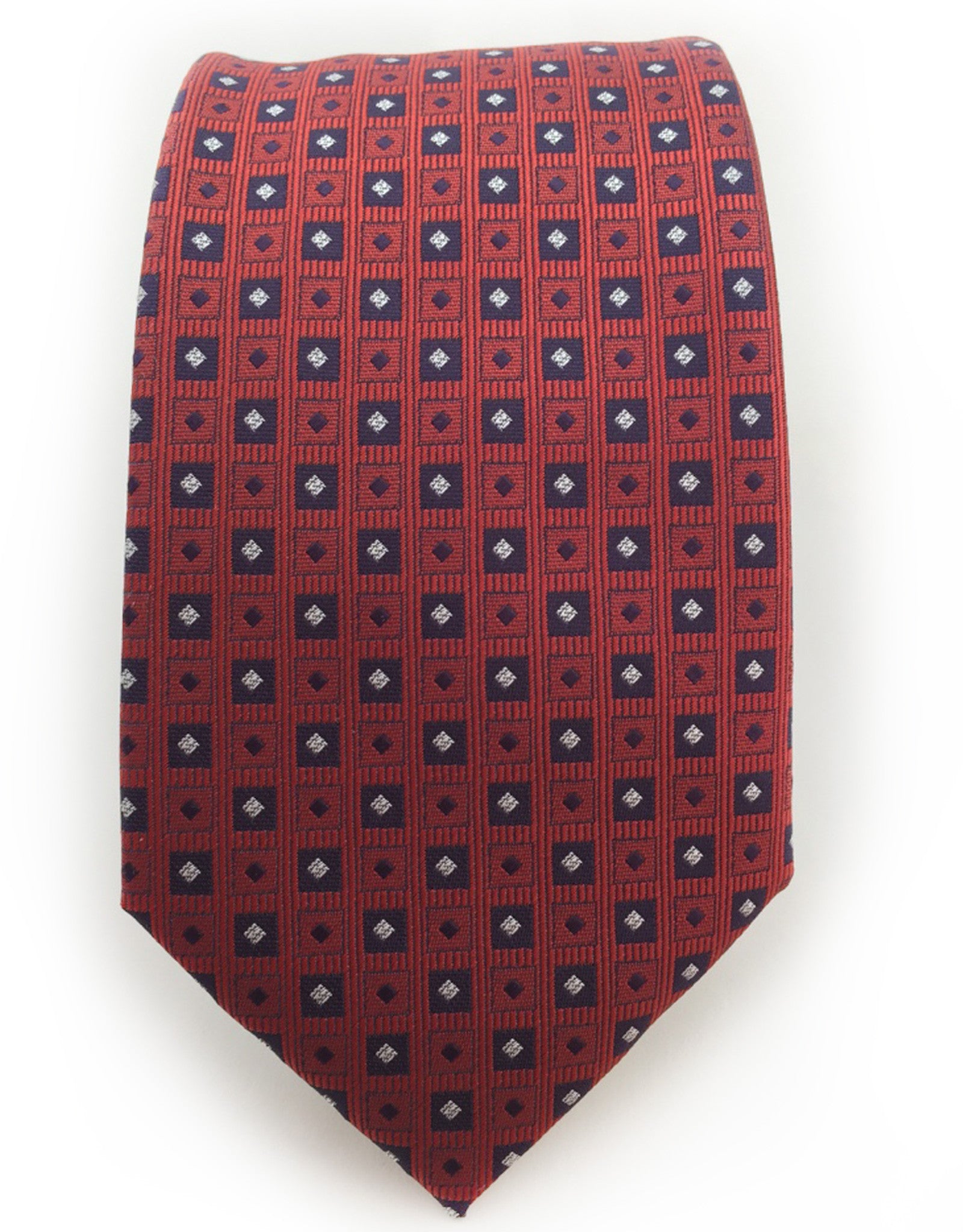 Burnt Red Tie with Squares & Diamonds – GentlemanJoe