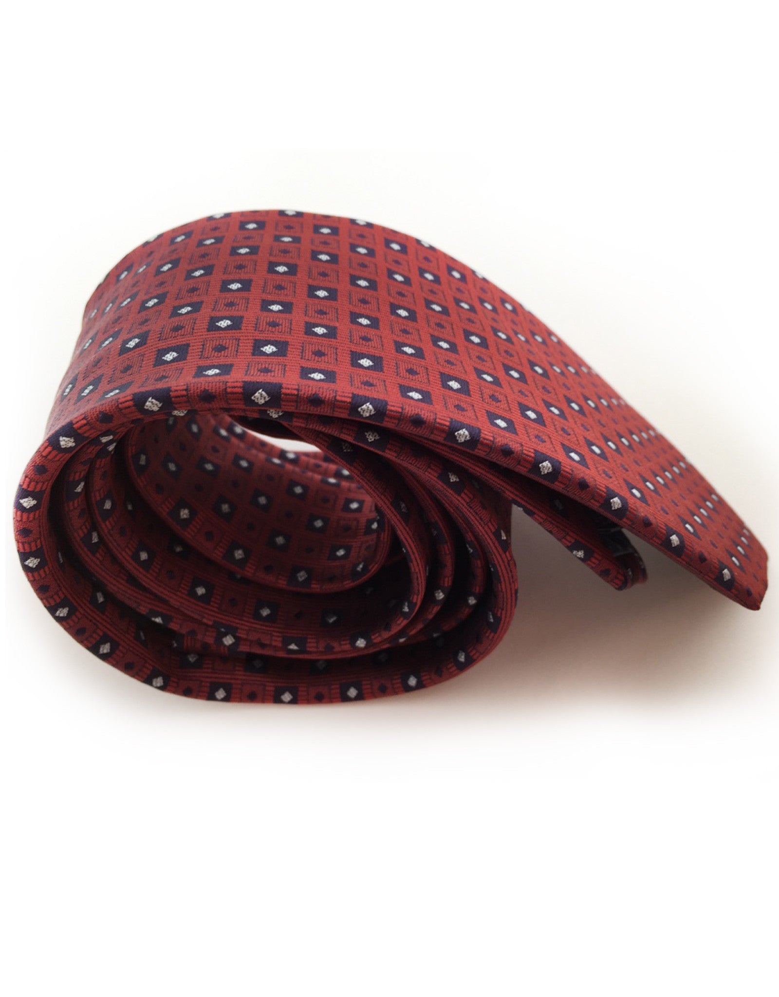 Burnt Red Tie with Squares & Diamonds – GentlemanJoe