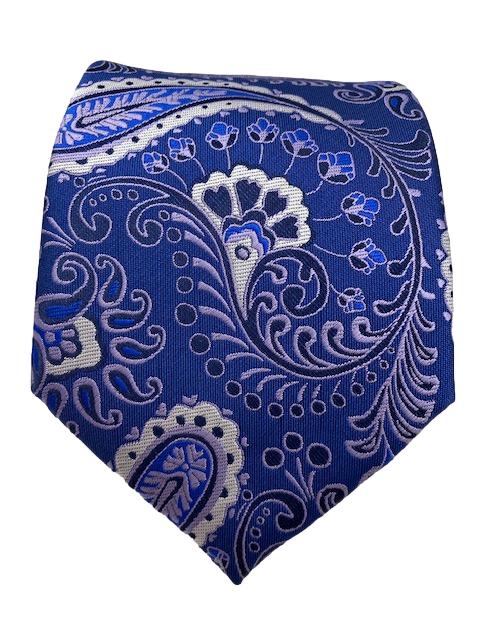 Light Royal Blue and Silver Paisley Tie – GentlemanJoe