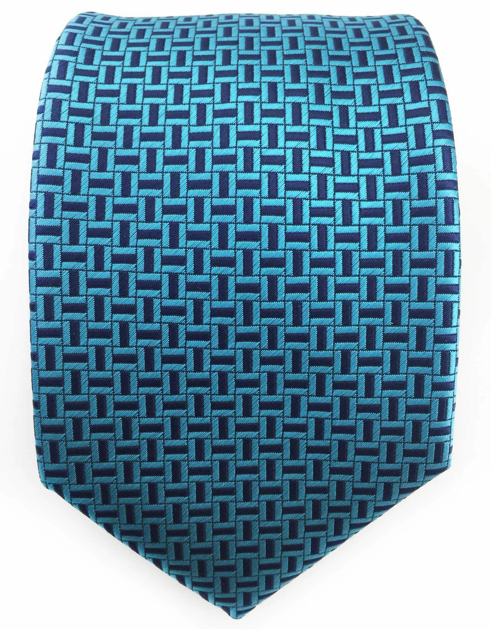 Turquoise & Navy Blue Geometric Tie – GentlemanJoe