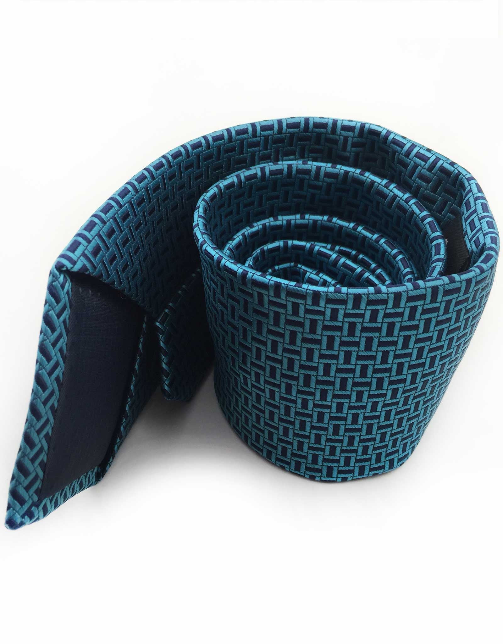 Turquoise & Navy Blue Geometric Tie – GentlemanJoe